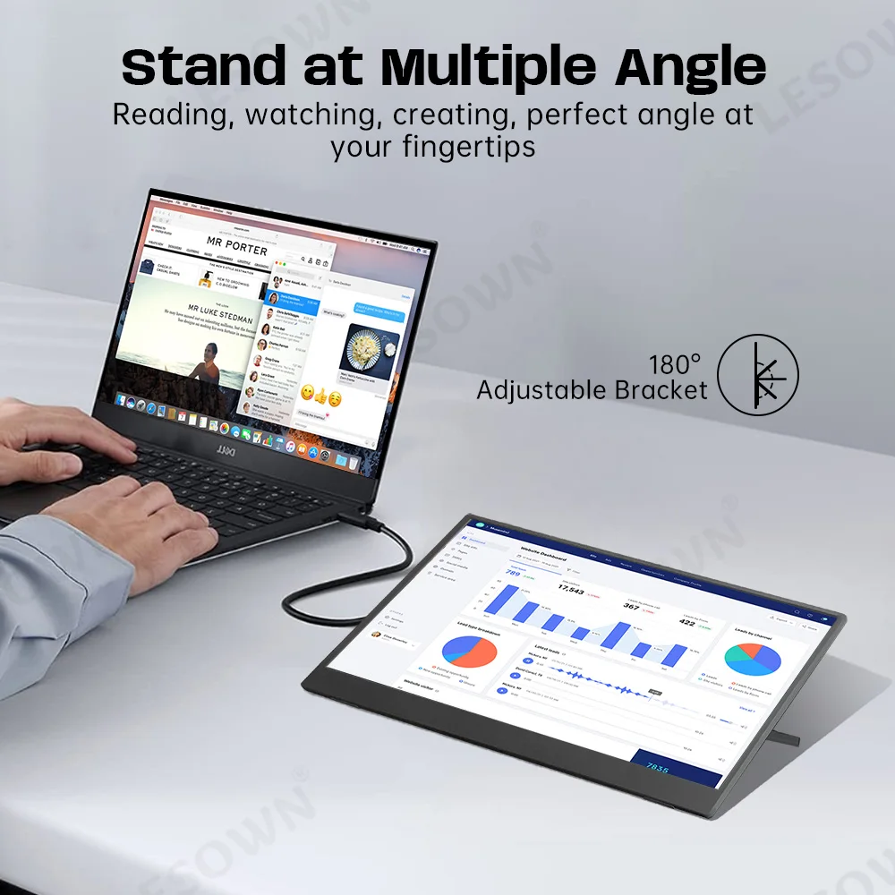 Портативный монитор LESOWN 4K, 13,3 дюйма, 3840x2160, UHD, IPS, USB-C ...