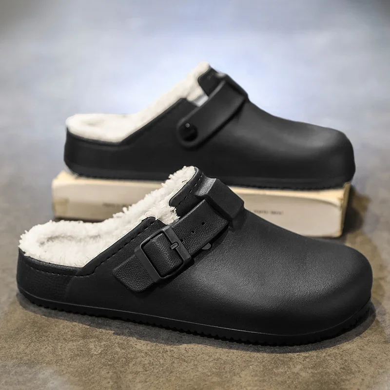 Waterproof Slipper Men's Slippers Couple Women Home Shoes Add Velvet ...