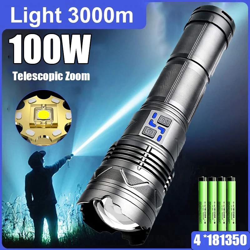 100W-Powerful-Telescopic-Zoom-LED-Flashlight-Type-c-Rechargeable ...