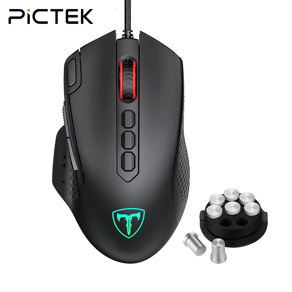 PICTEK PC257 Gaming Mouse Wired 12000 DPI Ergonomic Mouse USB With RGB ...