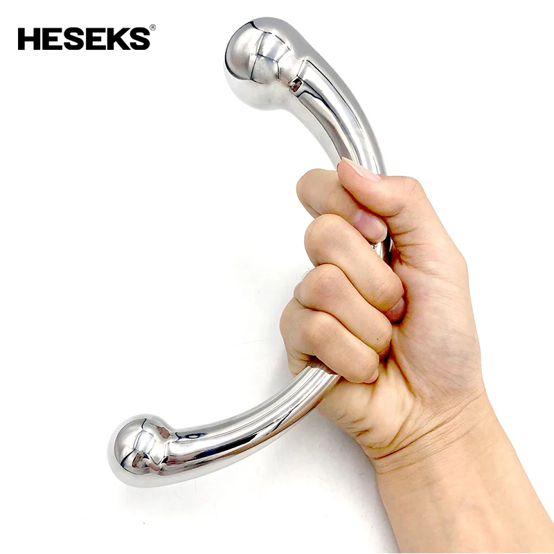 Double Ended Stainless Steel G Spot Wand Massage Stick Pure Metal Penis ...