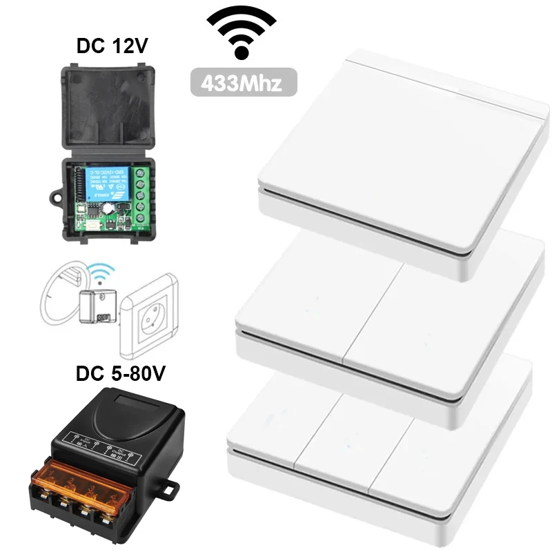 Wireless-Smart-Switch-Light-433Mhz-12V-24V-36V-72V-30A-Wall-Panel ...