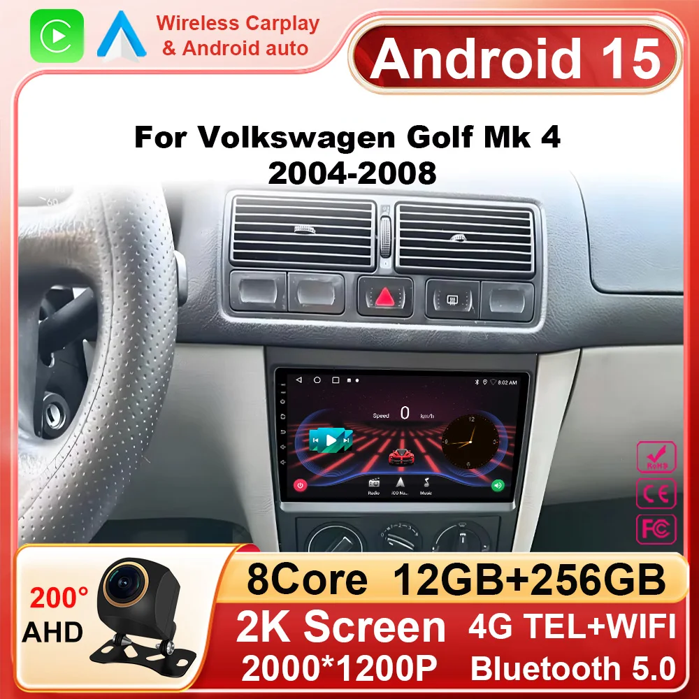 Carplay Android For Volkswagen Golf Mk 4 2004-2008 Car Radio Video ...