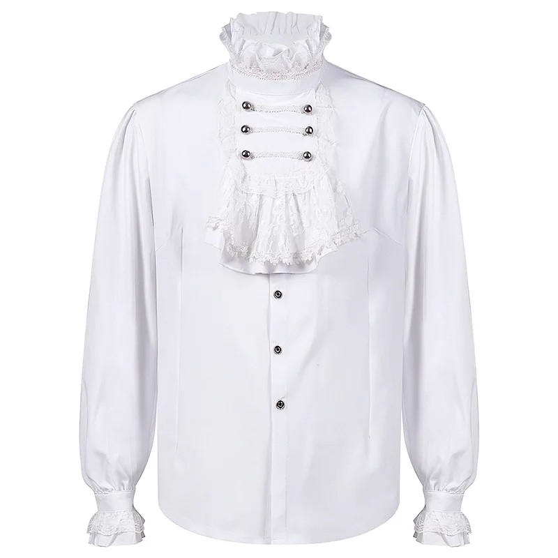 White-Cotton-Ruffles-Stand-Collar-Lantern-Sleeves-Victorian-Palace ...