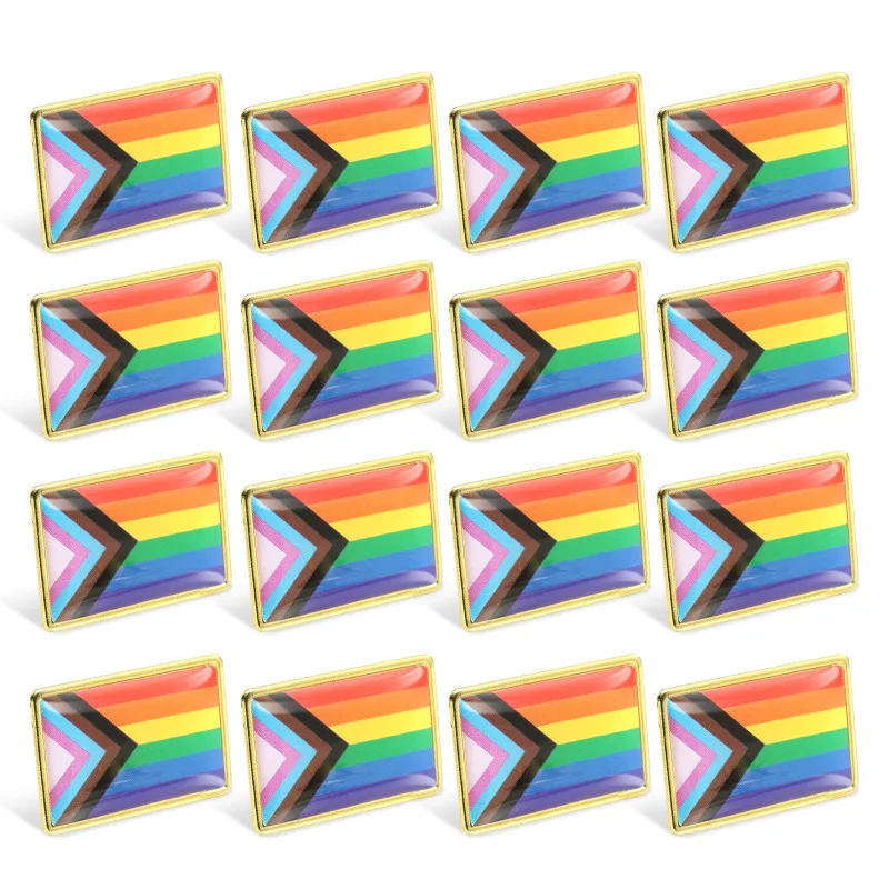 100 Pieces Rainbow Flag Badge LGBT Lapel Pin Progress Pride Gay Lesbian ...