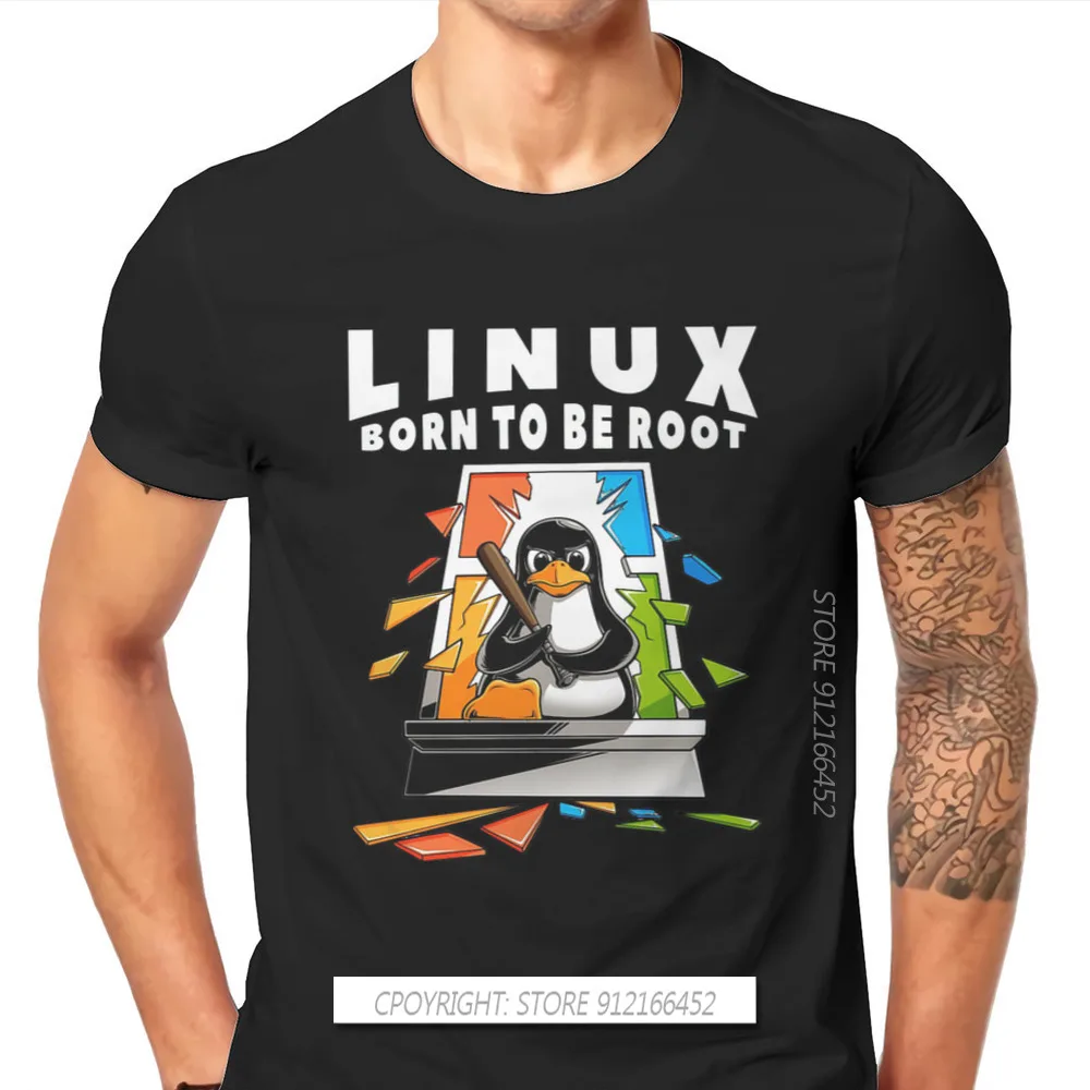 Linux-Besturingssysteem-Tux-Pingu-n-Man-Tshirt-Venster-Crash-Wortel-Illustratie-Mode-T-shirt ...