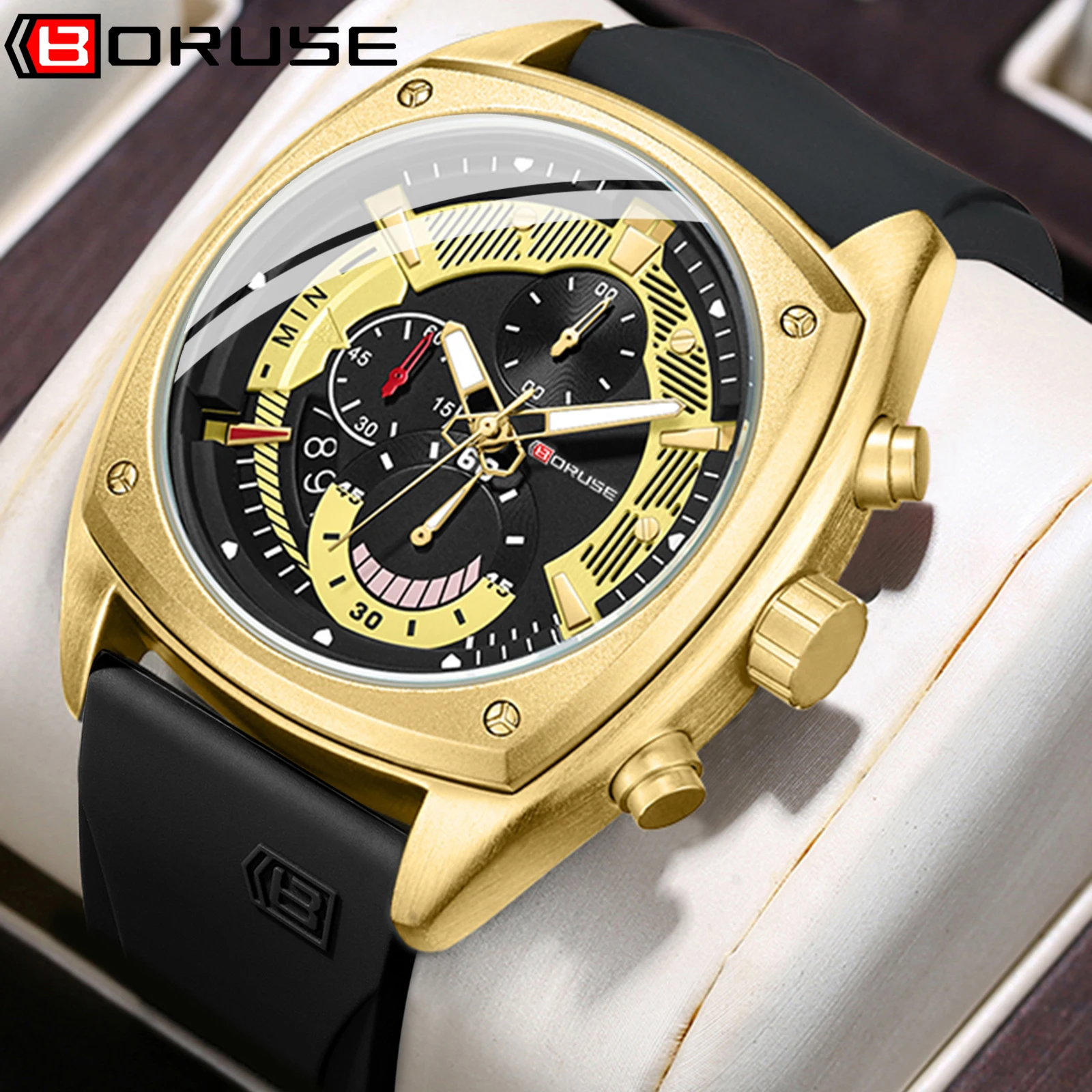 BORUSE-Luxury-Business-Watch-For-Men-Fashion-Silicone-Square-Watch-Men ...
