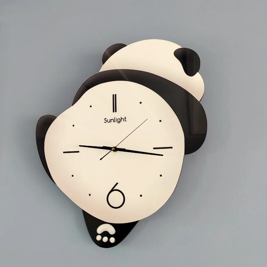 Creative-Panda-Clock-Can-Swing-Silent-Mute-Wall-Hanging-Clock-Watch ...
