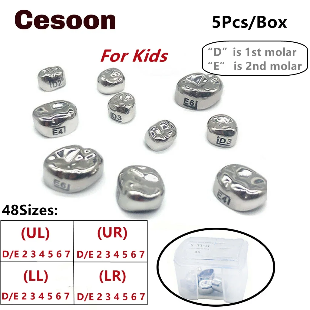 5Pcs-Box-Dental-Crown-Kids-Teeth-Primary-Molar-Stainless-Steel ...
