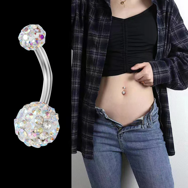 Surgical-Steel-Crystal-Belly-Button-Piercing-Colored-Balls-Belly ...