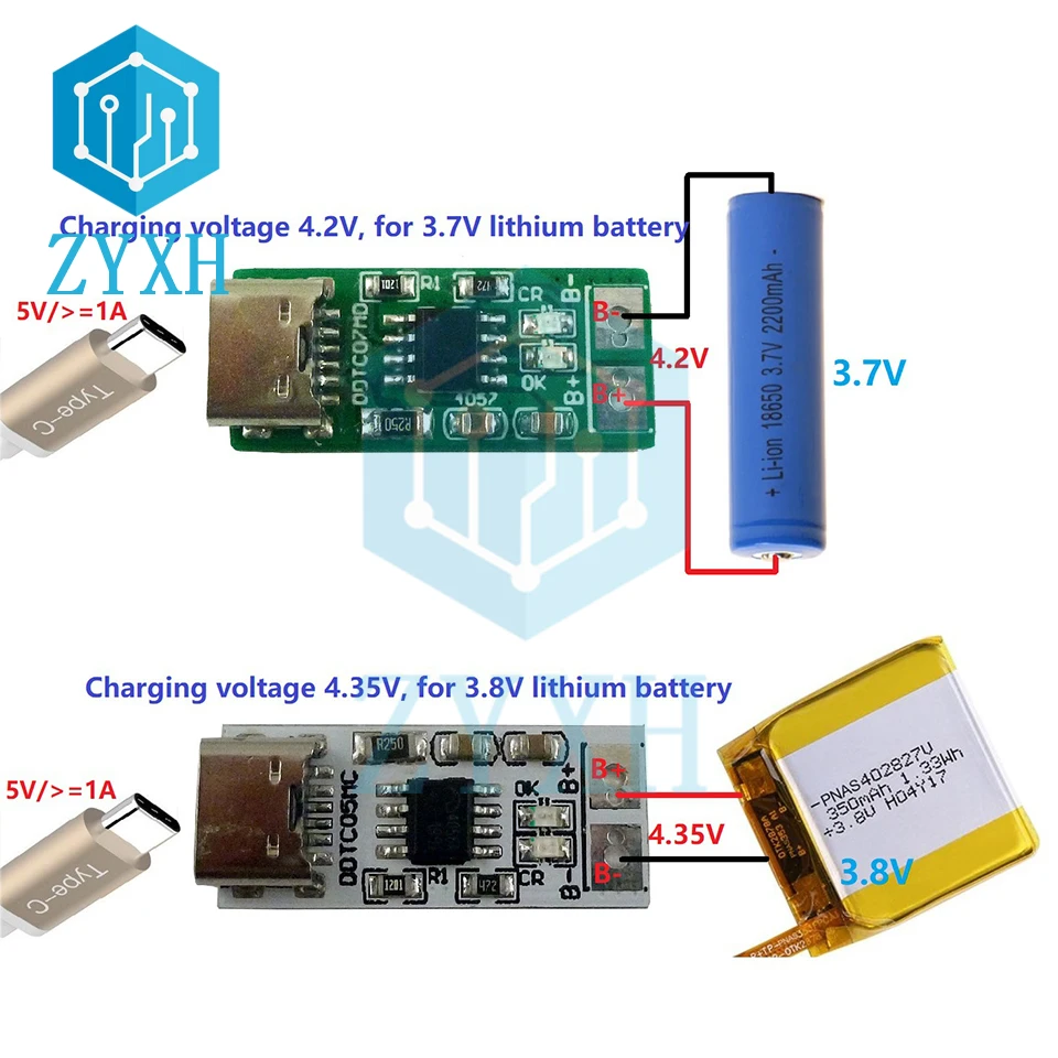 Tipo-C BMS 1S 1A 4.2V 4.35V 18650 Li-ion Li-Po Módulo de carregador de ...