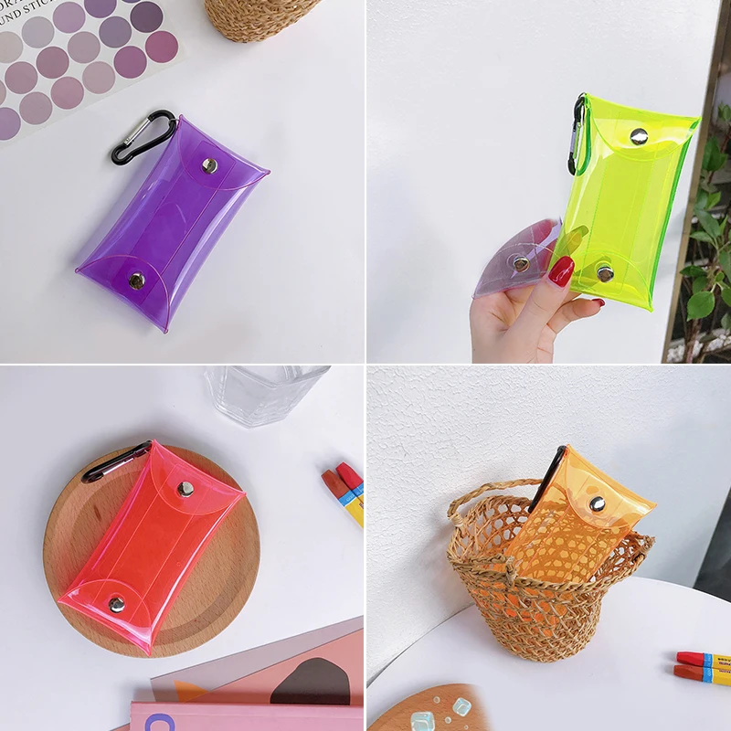 Fluorescent-Transparent-PVC-Key-Wallet-Case-Chain-Ring-Pouch-Car ...
