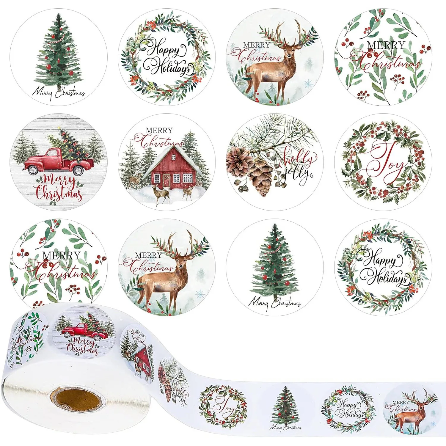 100-500Pcs-1inch-Christmas-Stickers-Xmas-Labels-Merry-Christmas ...