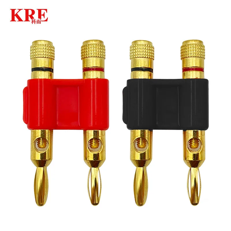 Banhado-a-ouro-Duplo-Row-Banana-Plug-Connector-Speaker-Plug-Adapter ...