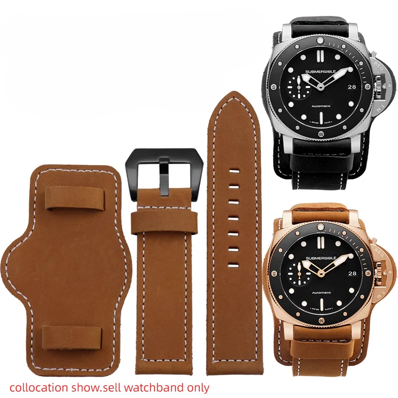 With-mat-22mm-24mm-26mm-Vintage-Thick-Genuine-leather-watchband-For ...