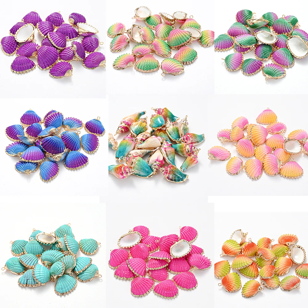 3-5pcs-Natural-Conch-Cowire-Shell-Beads-Multicolor-Seashell-Beads-Charm ...