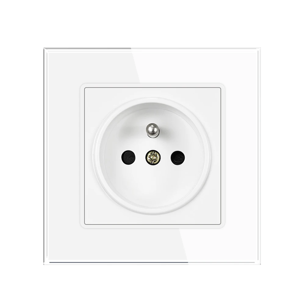 French-Wall-Socket-16A-250V-82-82mm-Tempered-Glass-Panel-Electrical ...