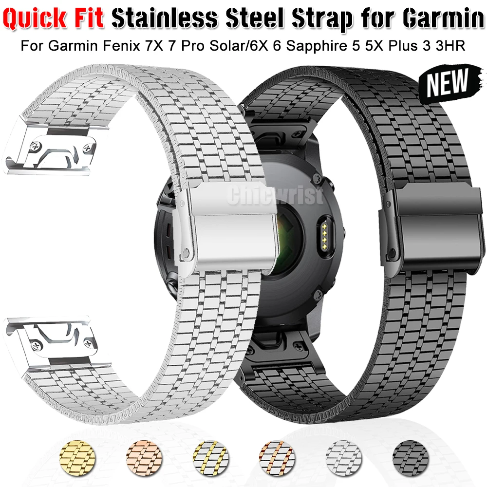 Quick-Fit-Stainless-Steel-Strap-for-Garmin-Watch-Fenix-6-7-Pro-5-Plus ...