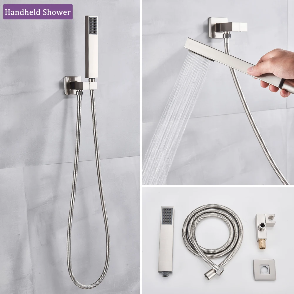 Brushed Nickel Rainfall Shower Faucet Set - FaucetBazaar