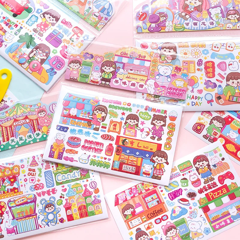 5 Sheets Cartoon Cute Girls Washi Paper Stickers for Scrapbooking DIY ...
