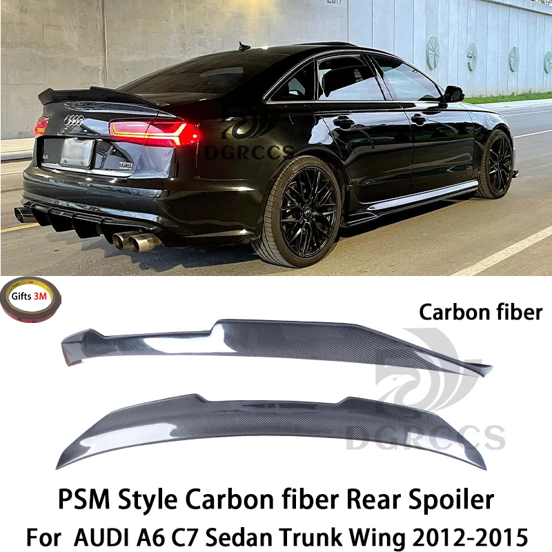 For AUDI A6 C7 Sedan PSM Style Carbon Fiber Rear Spoiler Trunk Wing 2012-2015 Carbon fiber FRP ...
