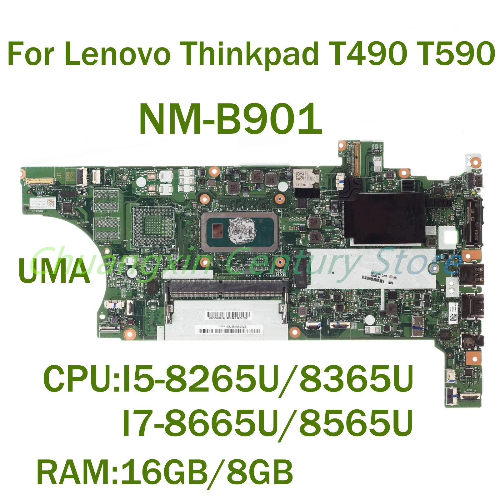 Pour Lenovo Thinkpad T490 T590 carte mère d'ordinateur portable NM-B901 ...