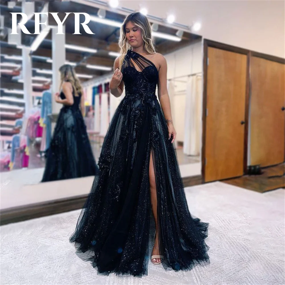 RFYR-Sparkling-Tulle-A-line-Prom-Dress-Dark-Blue-Evening-Dress-Sexy-One ...
