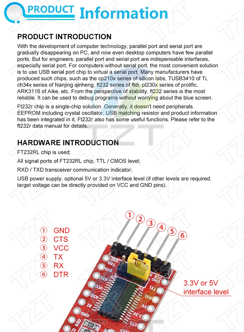FT232RL FTDI Mini USB To TTL Serial Converter Adapter Module 3.3V 5.5V ...