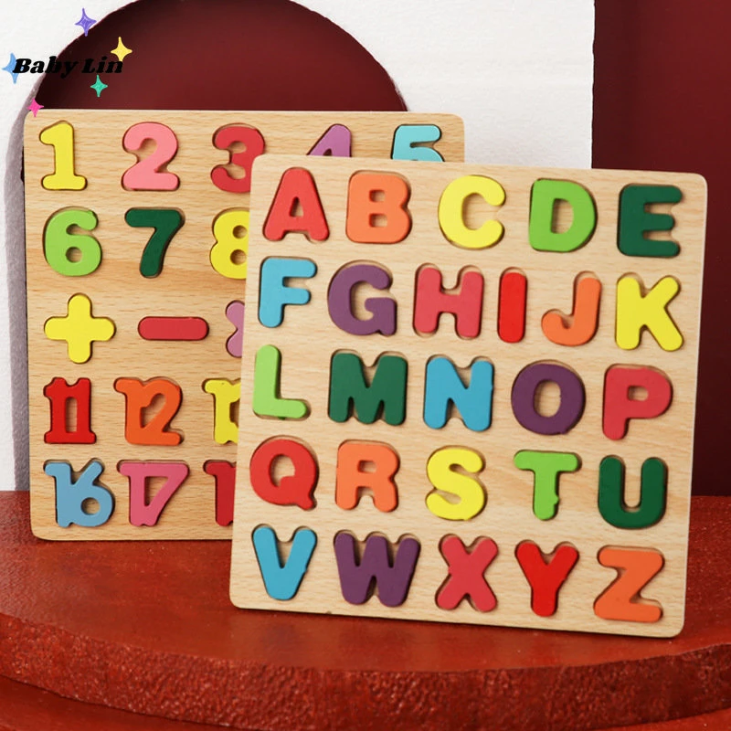 ABC Puzzle Shape Sorter Wooden Toys Early Learning Jigsaw Alphabet ...