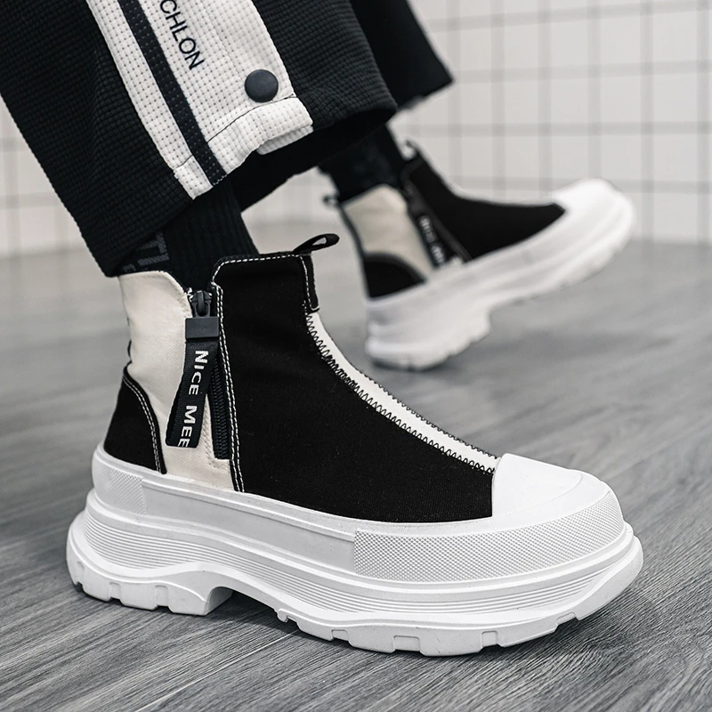 Chunky Sneakers Boots Men | Boots Men Platform | Mens Platform Ankle ...
