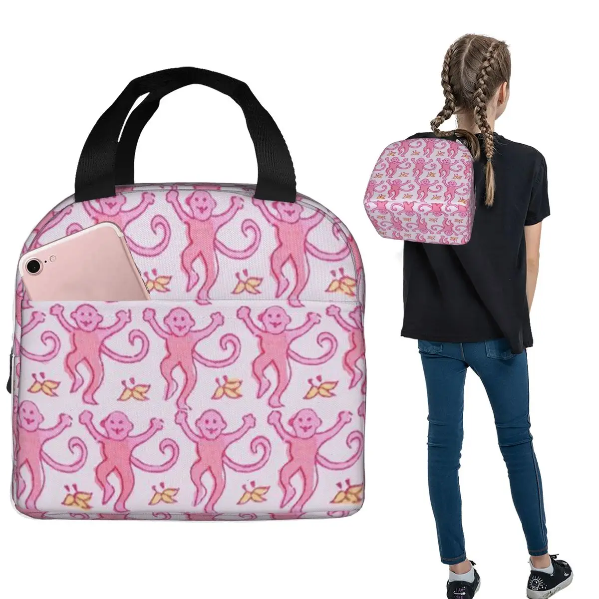Preppy Roller Monkeys Rabbit Anime Lunch Bags Insulated Bento Box ...