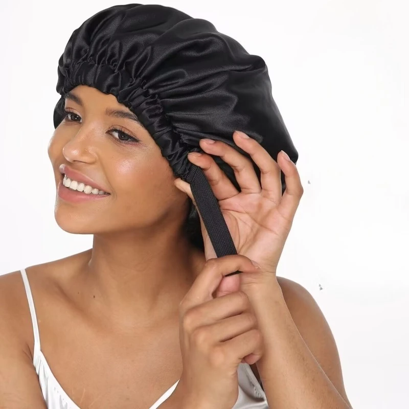 Satin Hat for Sleeping with Invisible Adjustable Buckle Double Layer ...