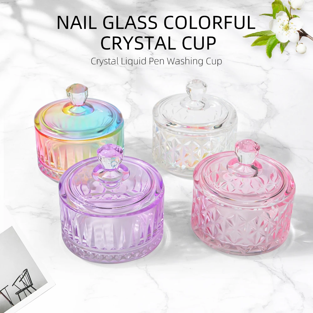 1PC-Crystal-Glass-Acrylic-Powder-Liquid-Nail-Cup-Colorful-Clear-Dappen ...