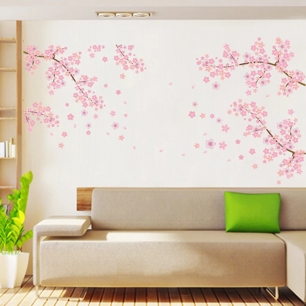 Pink-Romantic-Cherry-Blossom-Wall-Sticker-Cherry-Blossom-Tree-Bedroom ...