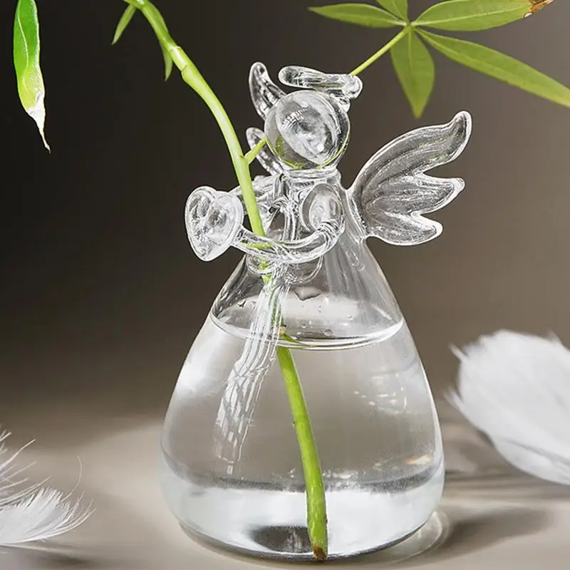 Clear-Glass-Vases-Garden-Mini-Angel-Planter-Flower-Plant-Terrarium ...
