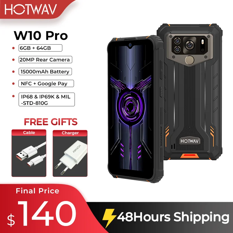 HOTWAV W10 Pro robusto Smartphone 15000mAh grande bateria Android 12 celular Octa Core 6.53 ...