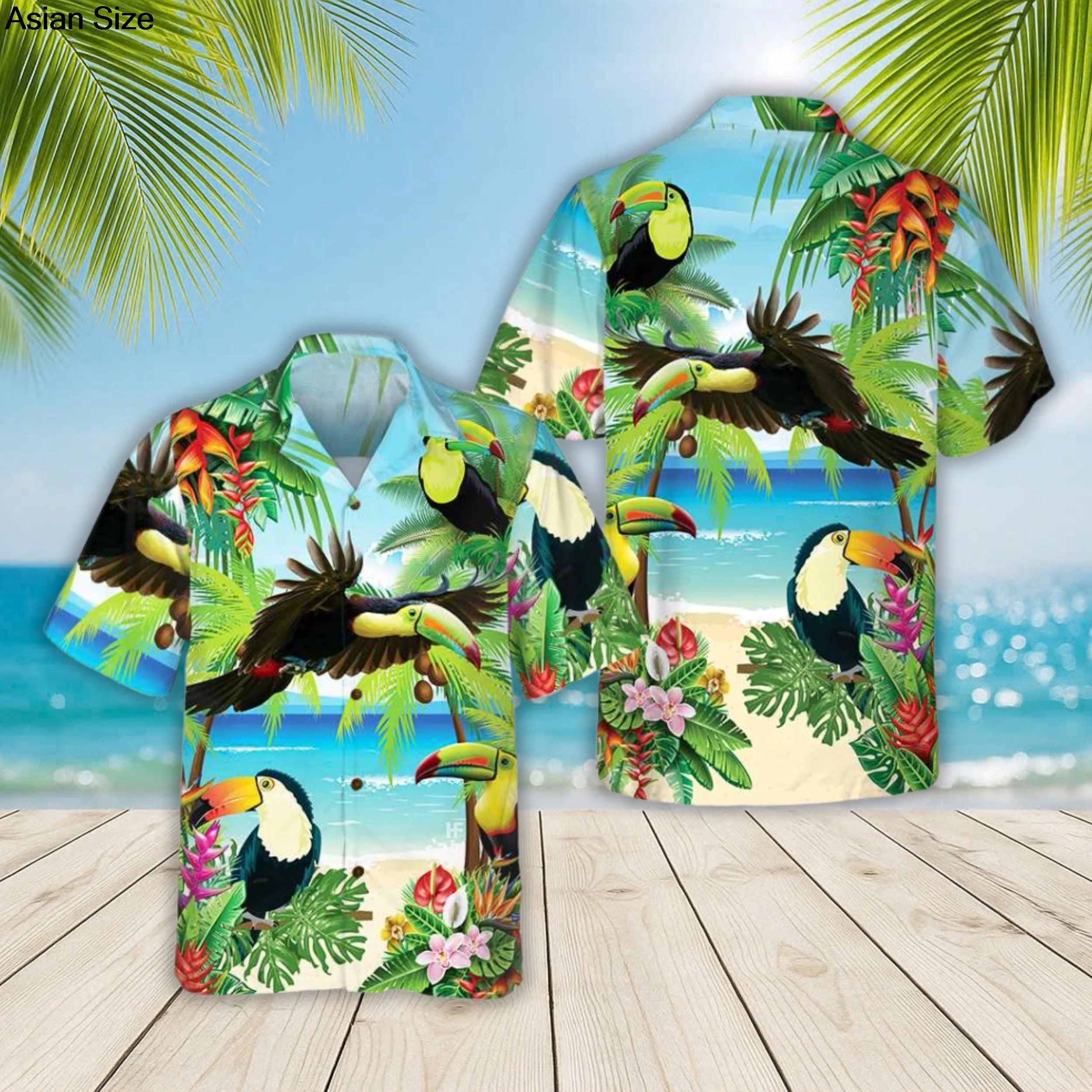 Toucan Tropical Beach Hawaiian Shirt Funny Bird Shirt For Men And Women ...