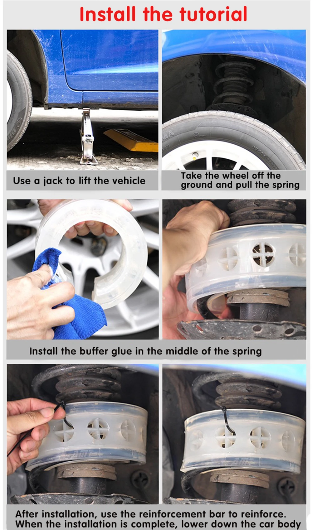 Car Shock Absorber Spring Bumper Power Auto buffers Springs Bumpers A/B ...