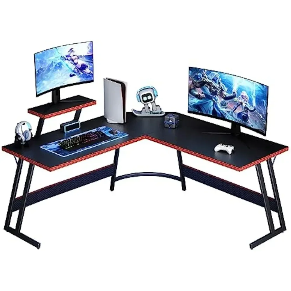 L-Shaped-Gaming-Desk-51-Inch-Computer-Corner-Desks-Carbon-Fiber-Surface ...
