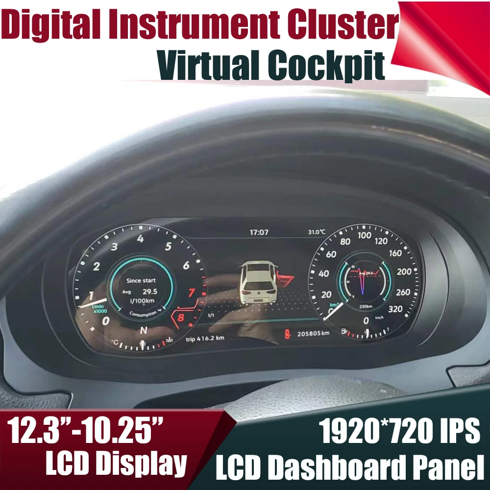 Digital-Virtual-Cockpit-Instrument-Cluster-For-VW-Golf-6-7-MK7-PASSAT ...