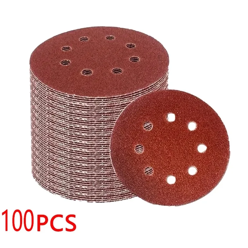 100Pcs-125mm-Sandpaper-Round-Shape-Sanding-Discs-Hook-Loop-Sanding ...