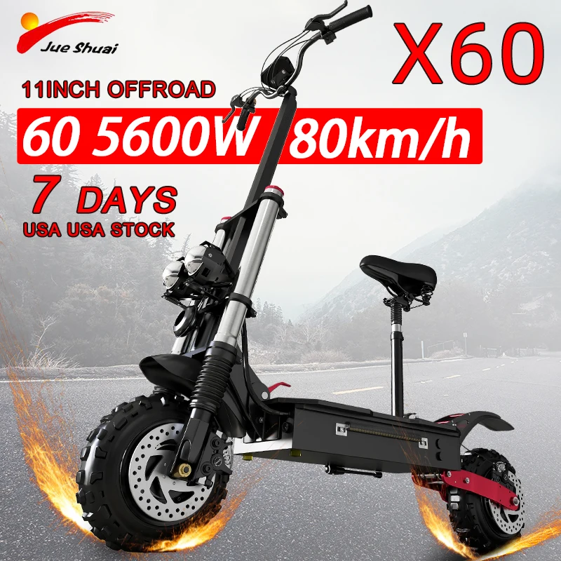 60V 5600W Dual Motor Electric Scooter 50MPH Scooter Electric 11" Off ...