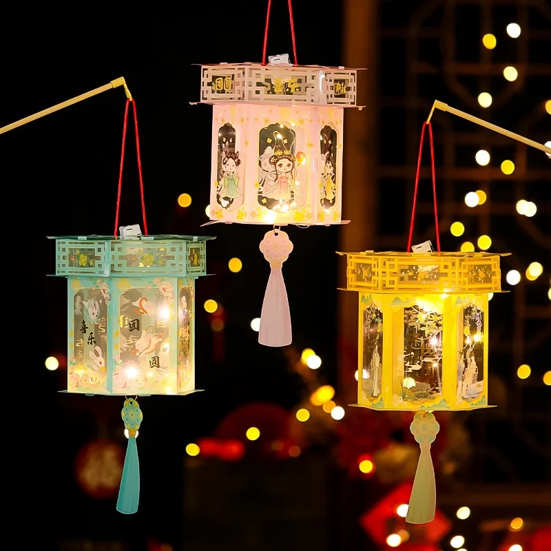 Chinese Lanterns Retro Jade Rabbit Portable Lanterns Handmade DIY ...