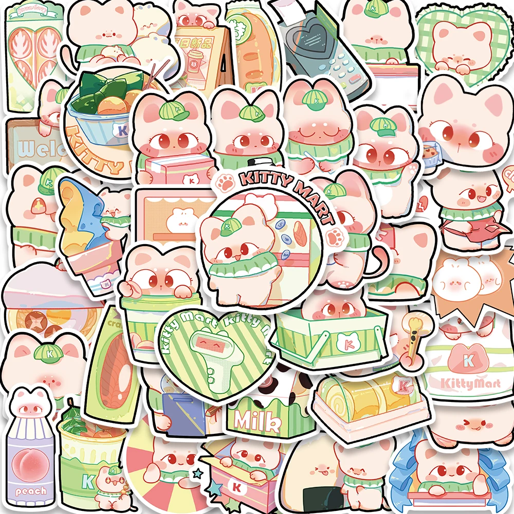 40PCS-3D-Kawaii-Kitty-Mart-Cute-Cat-Cartoon-Stickers-Decal-Stationer ...