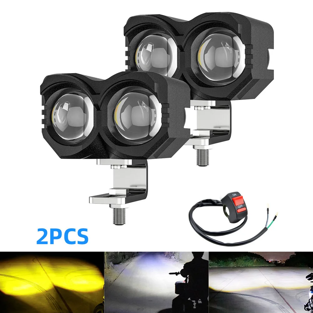 Motorcycle-LED-headlights-With-lens-Spotlight-moto-Headlamps-Scooter ...
