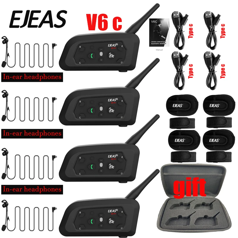 4PCS-EJEAS-V6C-pro-Referee-Intercom-Headset-Bluetooth-5-1-Referee ...