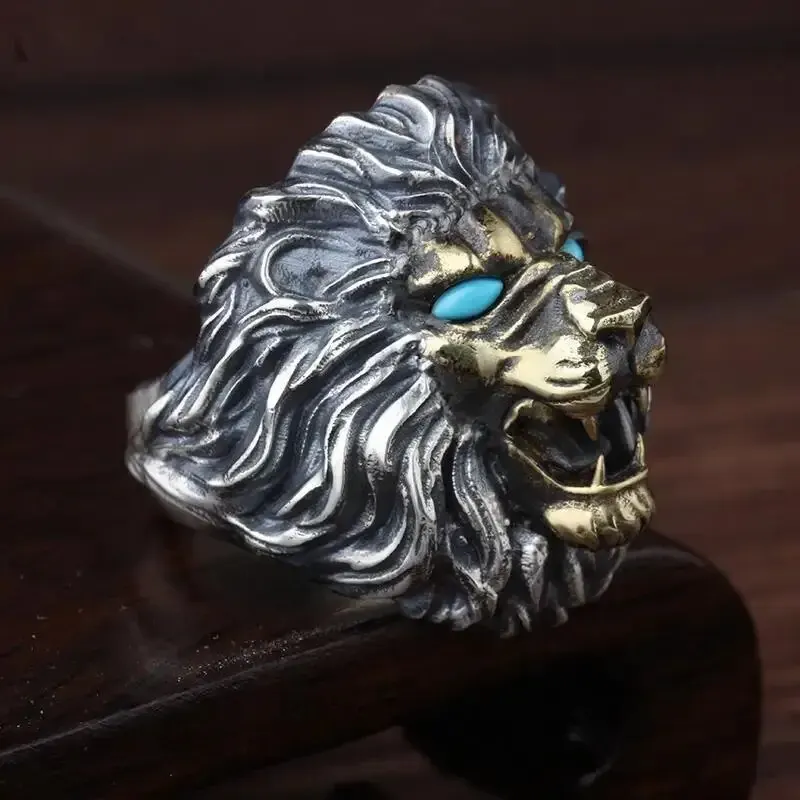 Fashionable-Men-s-Vintage-Lion-Head-Punk-Rock-Rings-Unique-Open-Ring ...