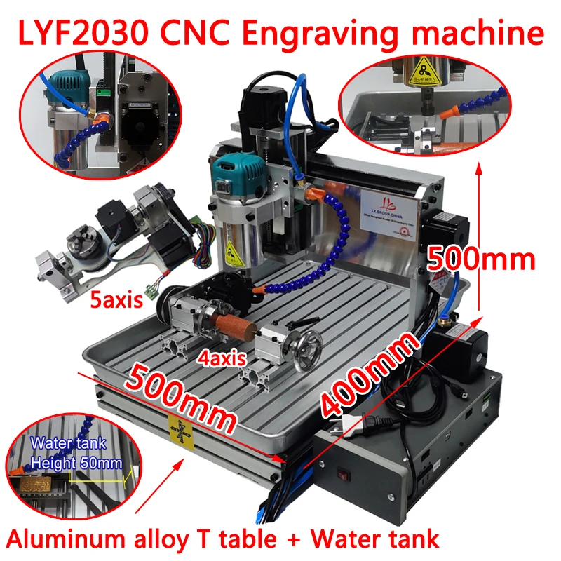 LYBGACNC 1500W LYF2030 3/4/5 축 조각 기계 CNC 라우터 조각 드릴링 및 밀링 머신 물 탱크| | - AliExpress