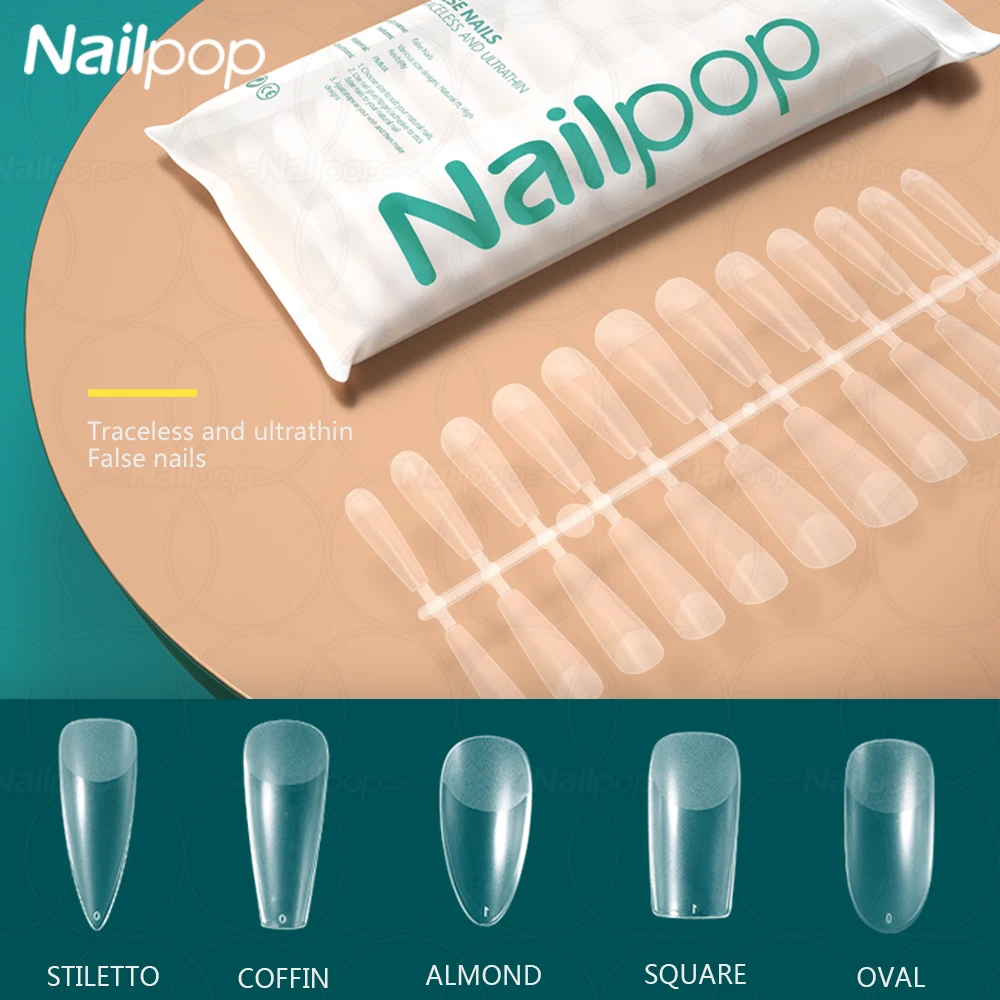 Nailpop-Matte-Gel-X-Fake-Nails-Tip-Press-on-Coffin-Almond-Short-Nails ...