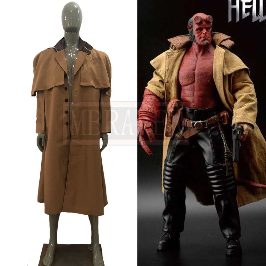 Superhero Hellboy Trench Coat Cosplay Costume Halloween Party Outfit ...